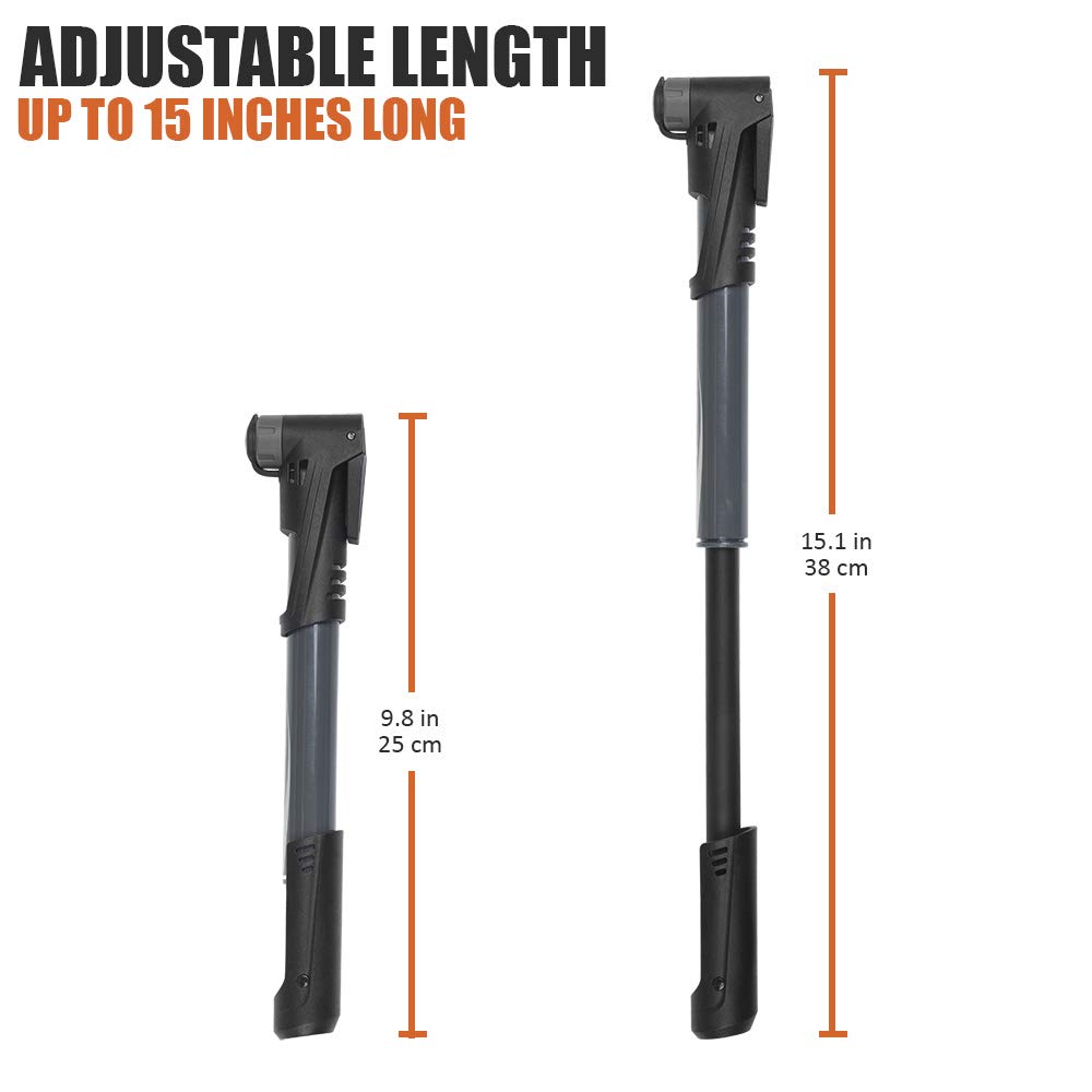 BV Mini Bike Pump Portable Frame Pump, 120PSI High Pressure - Smart Valve Fits Presta & Schrader