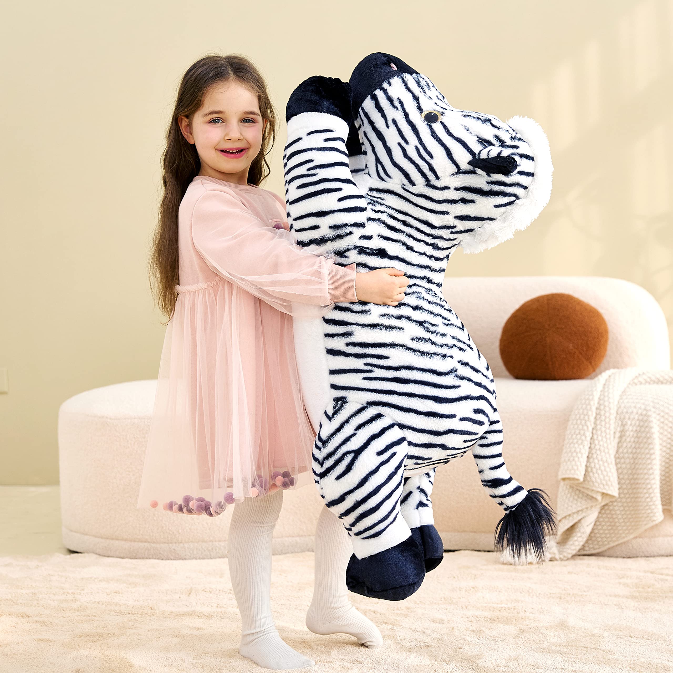 IKASA Large Zebra Stuffed Animal Plush Toy,30" Giant Zebra Cute Jumbo Soft Toys,Huge Big Size Plushy Fluffy Fat Oversized Plushie,Gifts for Kids