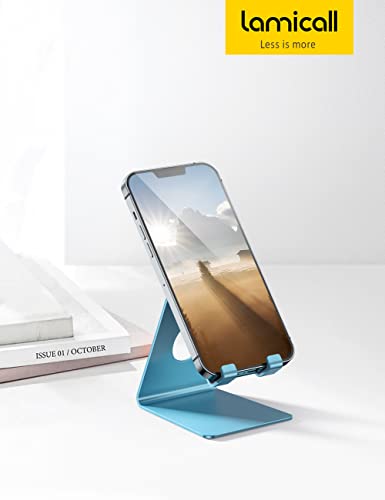Lamicall Cell Phone Stand, Desk Phone Holder Cradle, Compatible for Phone 13 12 Mini 11 Pro Xs Max XR X 8 7 6 Plus SE, Smartphones Dock, Office Desktop Accessories - Blue