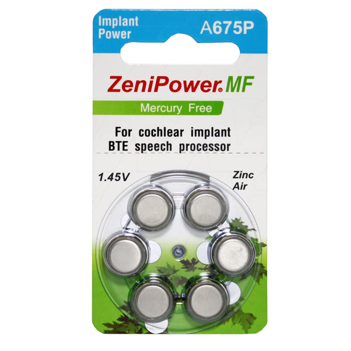 ZeniPower Mercury Free Cochlear Implant Batteries 60 Batteries
