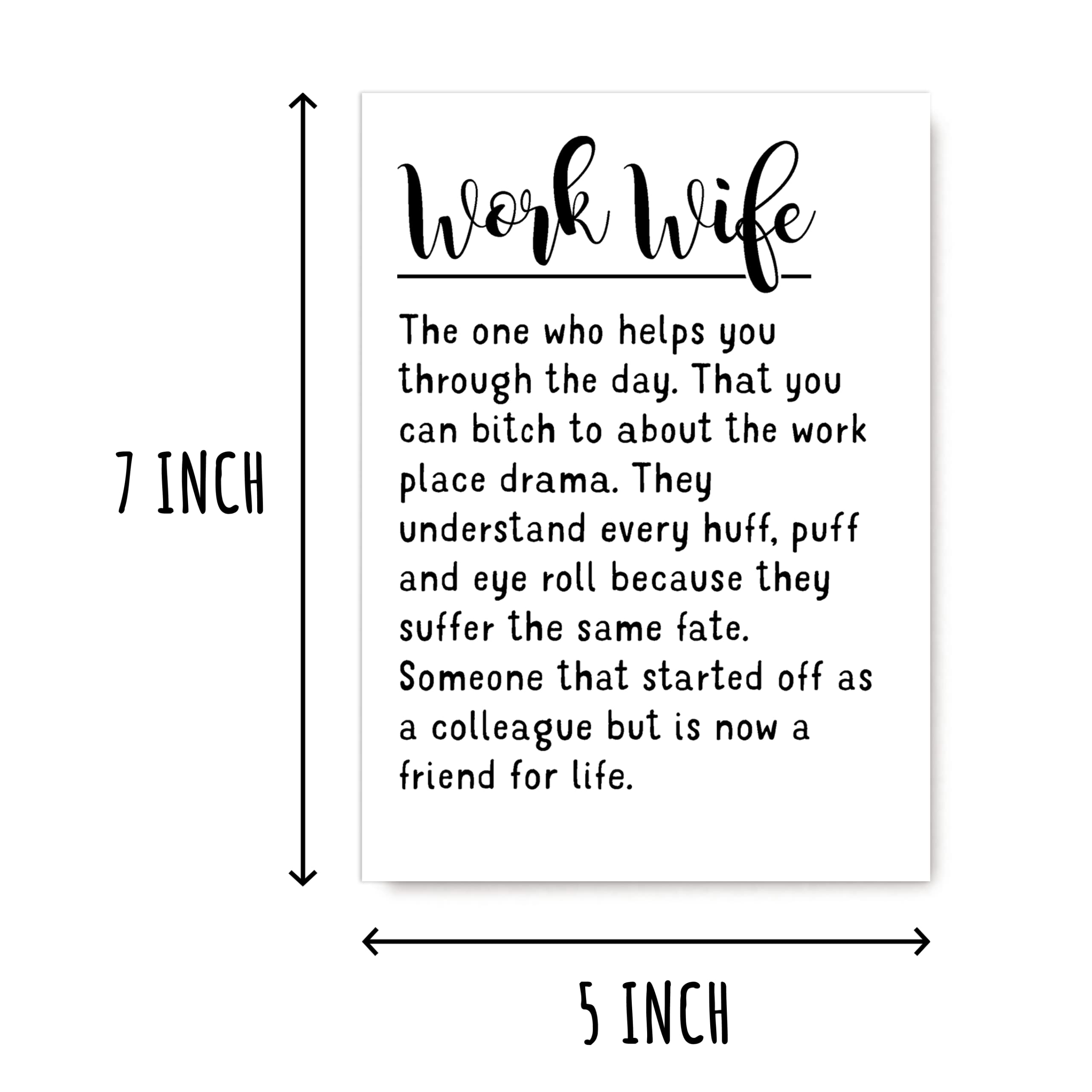 EruditeGifts Greeting Card - Work Wife/Bestie Birthday Card - Premium Heavy Cardstock - Includes Envelope - 5 x 7 inches