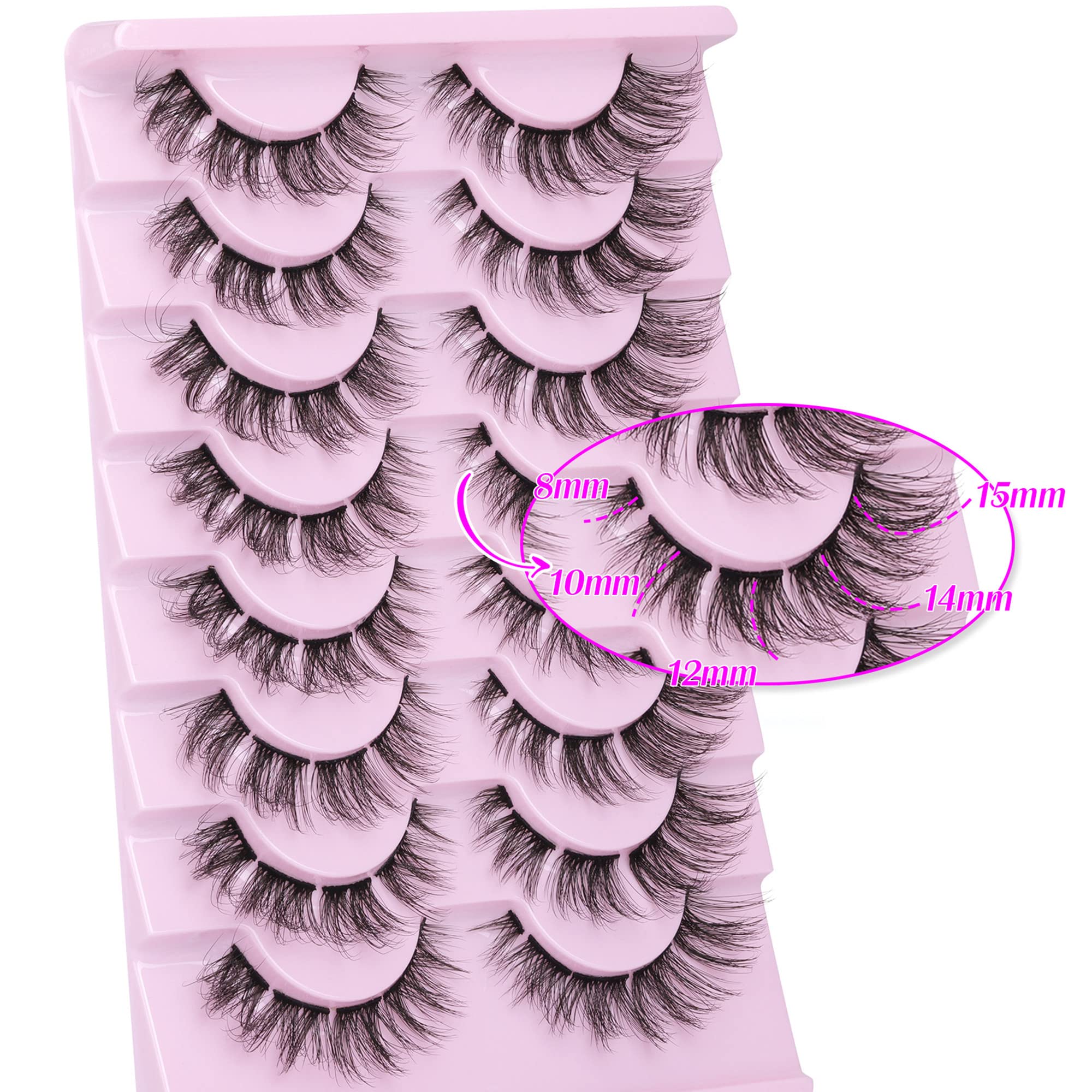 Cluster Lashes Natural Look Wispy False Eyelashes Natural Lash Clusters 8-15MM Individual Lashes Extensions Fluffy Cat Eye False Lashes 8 Pairs