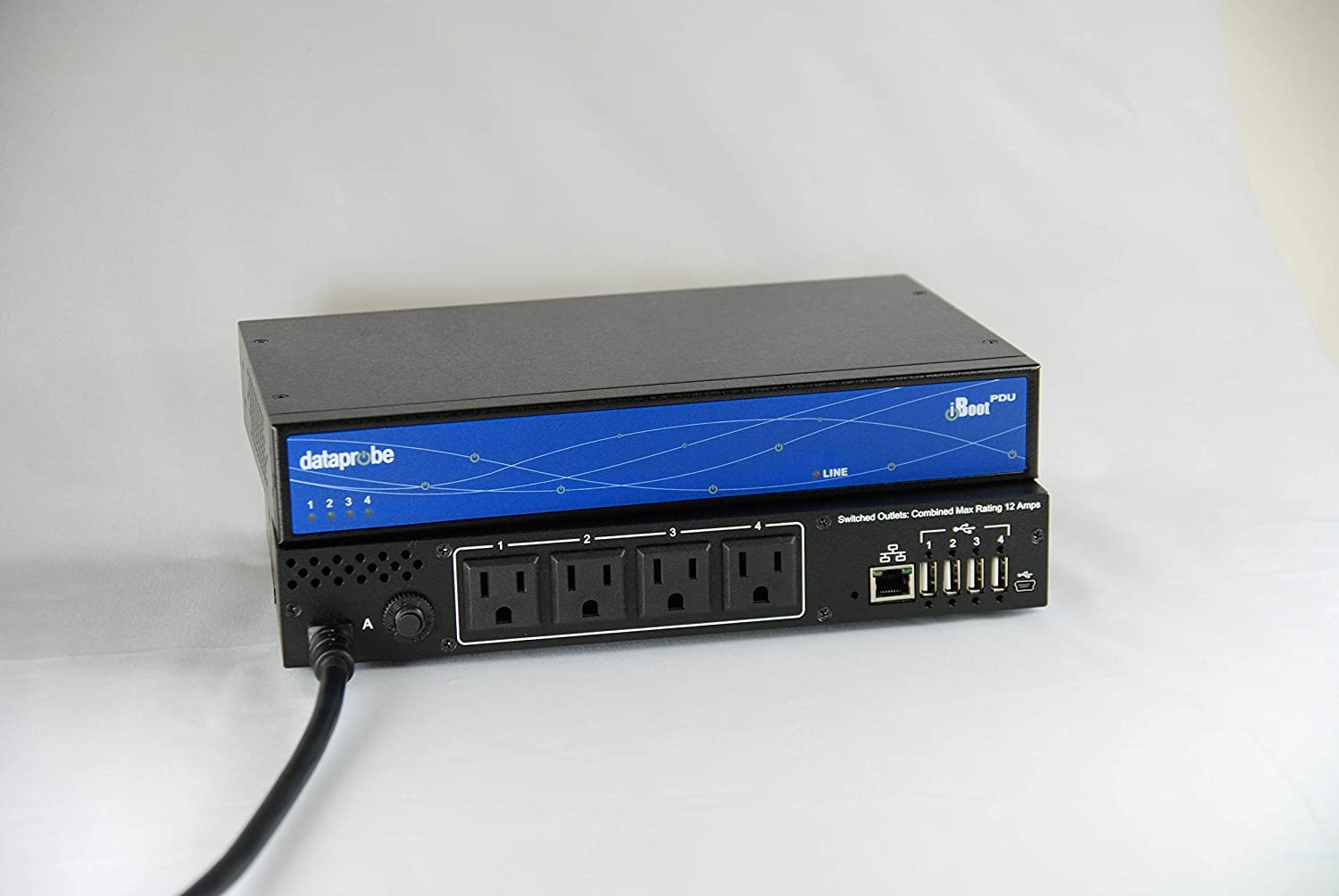 Dataprobe iBoot-PDU4A-N15, 115VAC/15A, 4 Outlets (NEMA 5-15R), 1U Rack Mount Power Strip, 7' Power Cord, Switched & Managed PDU with Cloud, Server Rack PDU, Smart Power Strip