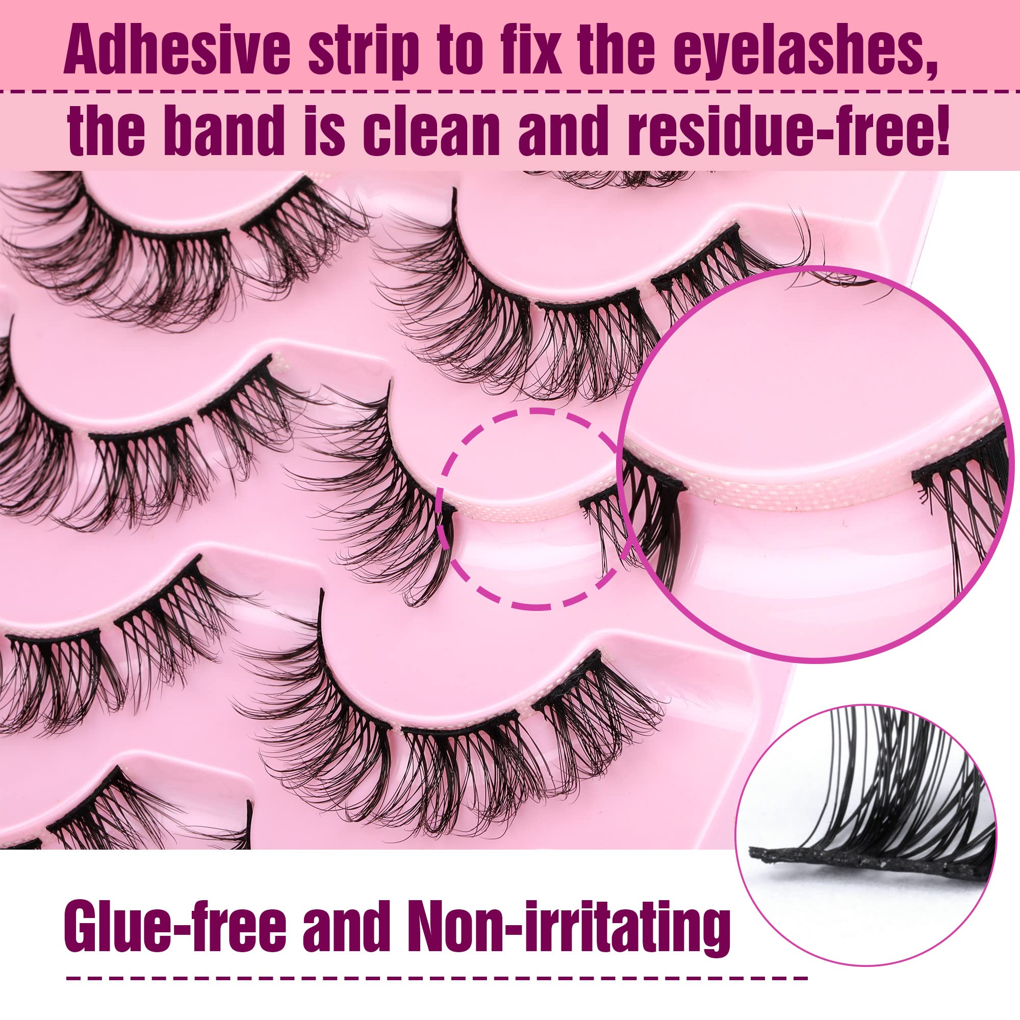Cluster Lashes Natural Look False Eyelashes Extension Wispy Fluffy Individual Lashes Extension Natural Strip D Curl Eye Lashes Pack by GVEFETIEE