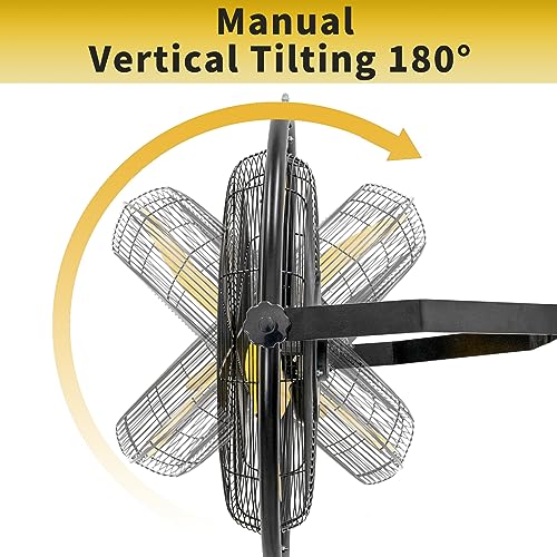 HiCFM 5000 CFM 20 inch Orbital Remote Control Wall Mounted Fan, 1/5HP Motor, Manual & Remote Operation, Timer, Oscillation & Tilting, 3 Speed, 9ft Power Cord Industrial and Commercial- UL Listed