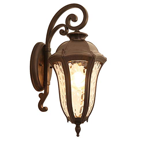 MUMUMI Waterproof Gate Villa Outdoor European Style Wall Lamp E27 Home Garden Creative Personality Coffee Color Wall Sconces Lights, Industrial Wall Light (Size : S)