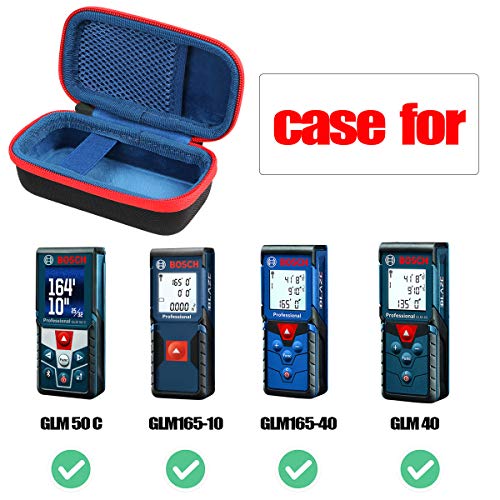 co2CREA Hard Travel Case Replacement for Bosch GLM 50 C/GLM 40 / GLM 165-10 / GLM 165-40 Enabled 165β Distance Measure (Black Case + Inside Blue + Red Zipper)