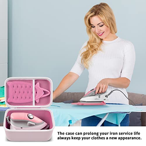 GWCASE Case Compatible with Oliso M2 Pro Mini Project Iron. Travel Irons Carrying Organizer Holder with Mesh Pocket Fits for Solemate and Other Accessories (Box Only)-Pink