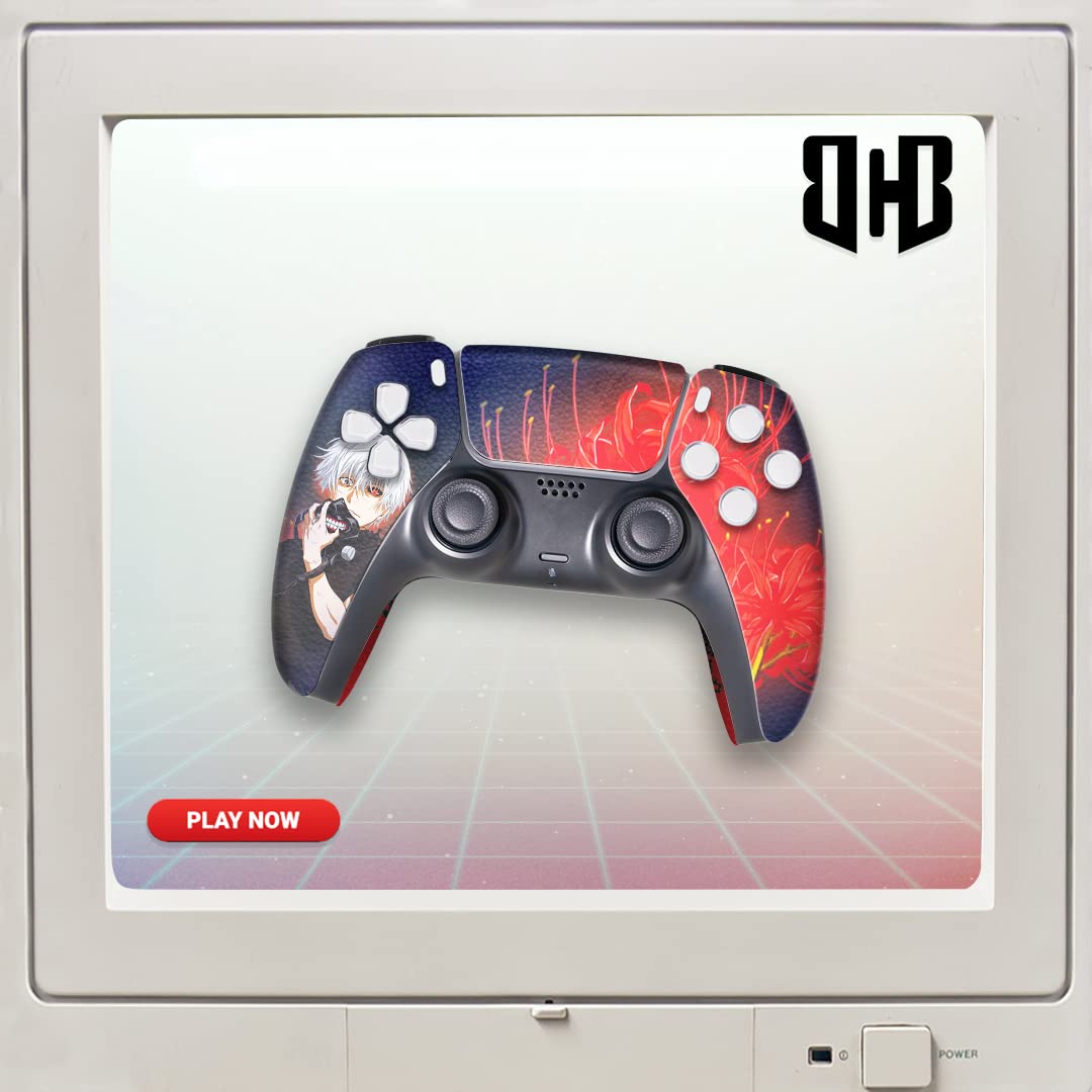 Tokyo Ghhoul Custom PS-5 Controller Wireless compatible with Play-Station 5 Console by BCB Controllers | Proudly Customized in USA with Permanent HYDRO-DIP Printing (NOT JUST A SKIN)