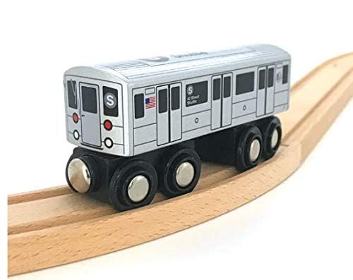 MUNI PALS Munipals New York City Subway Wooden Railway (A Division/IRT) S Train/42 St Shuttle–Child Safe and Tested Wood Toy Train