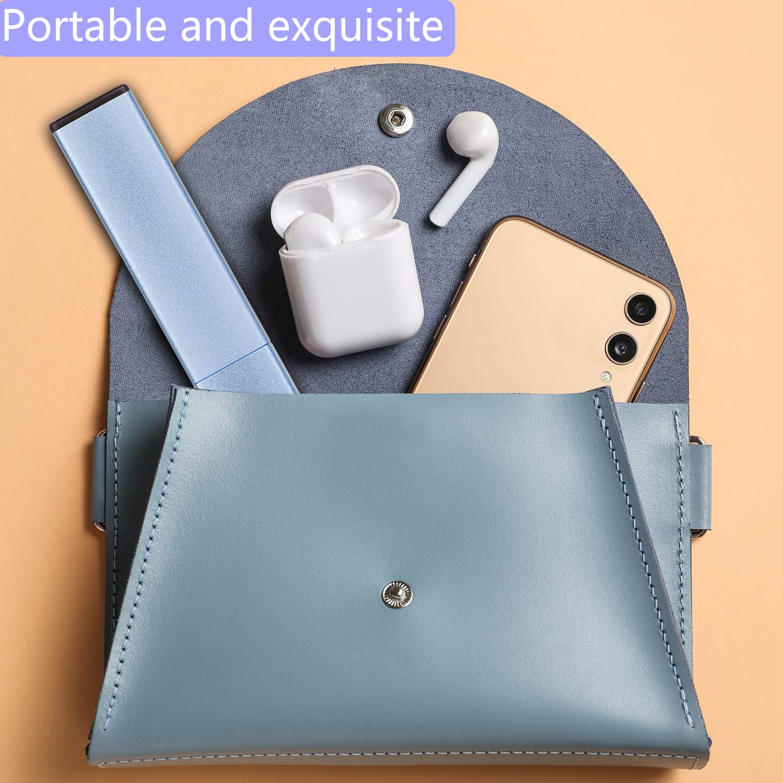 Dermaplaning Tool,Safe aluminum alloy eyebrow Razor, Eyebrow Trimmer Shaper,Face Razors for Women, metal matte material can be replaced with blades (Blue)