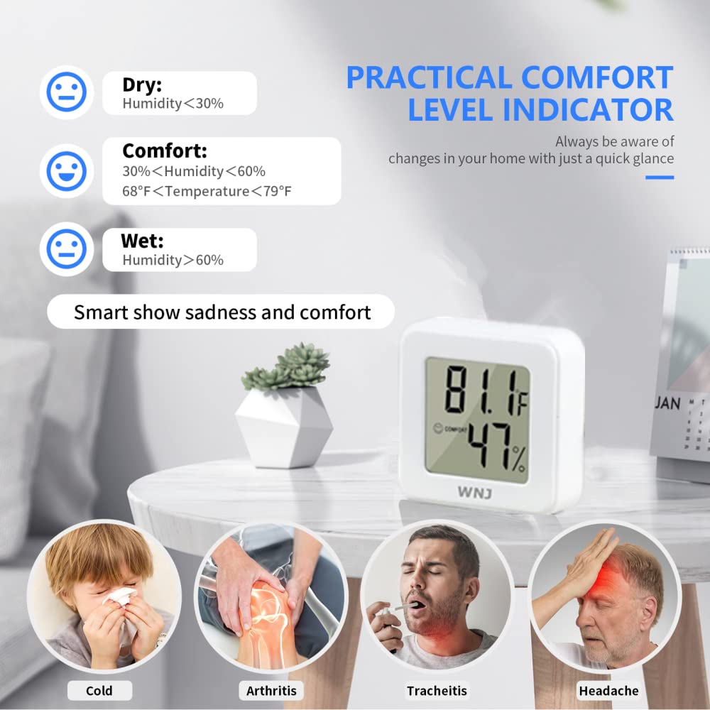 Indoor Digital Humidity 4Pack, Hygrometer Digital Hygrometer Family Indoor Thermometer , high-Precision Temperature and Humidity Monitors for greenhouses, Reptiles, Cigar Boxes, cellars, Offices