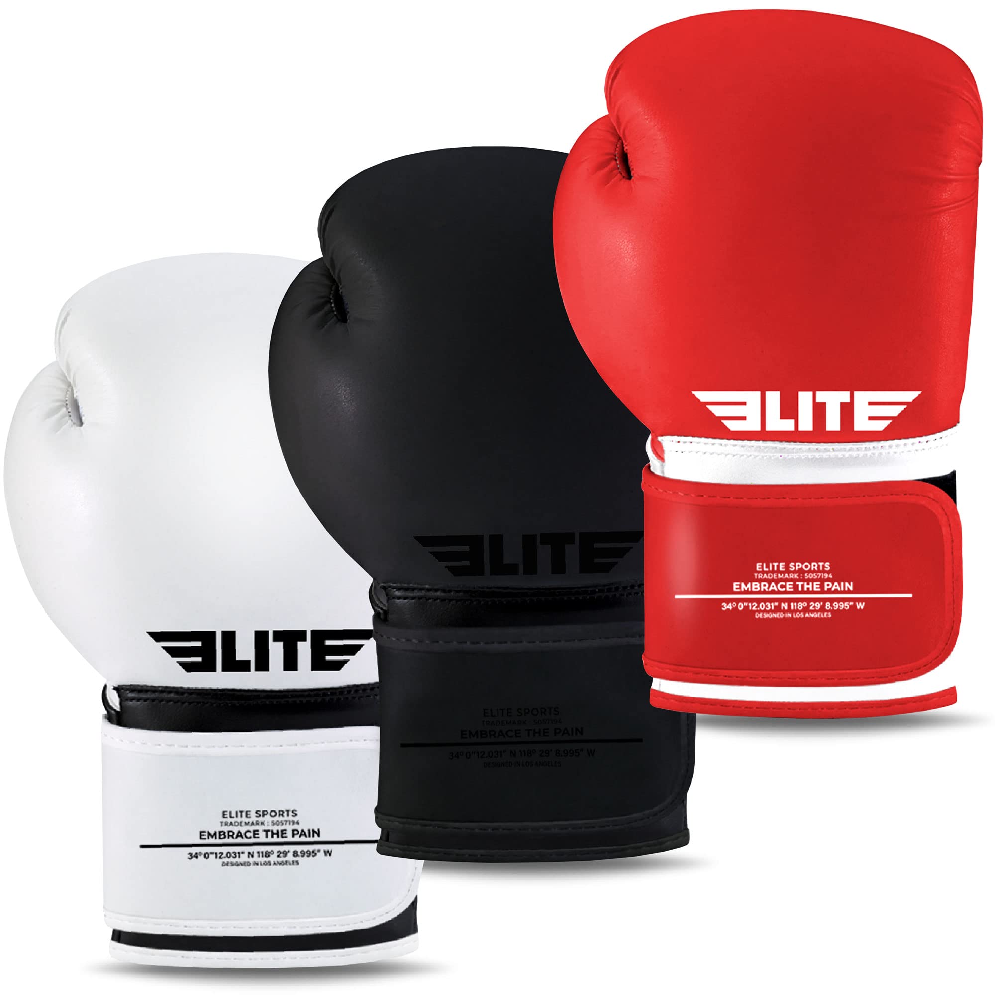 Best Boxing & Kick Boxing Gloves for Men and Women, Training & Sparring Gloves for Pro Fighters, Complimentary Hand Wraps and Mesh Bag (16, Black on White)