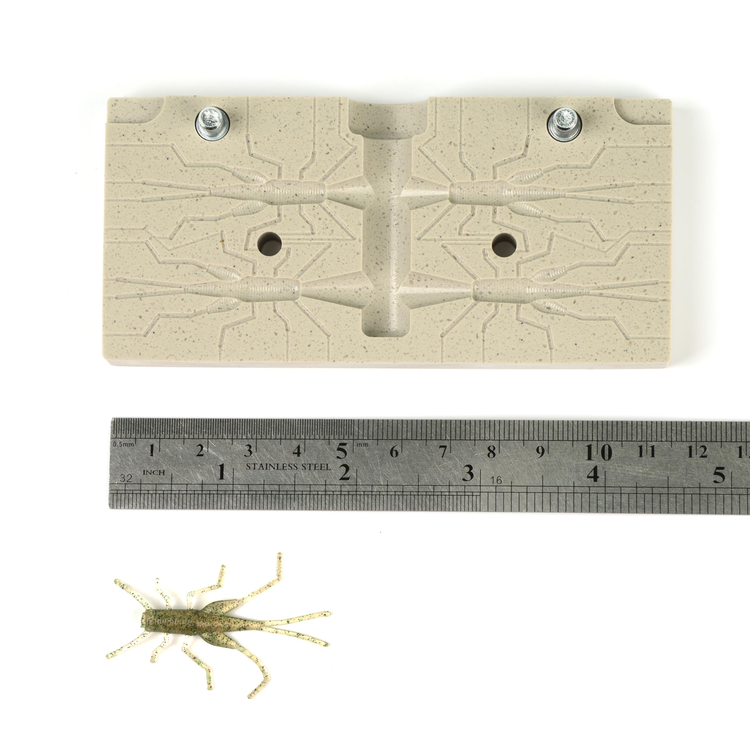 best_nj Four Cavity Lure Mold Soft Plastiс Lure Making Injection Molds for DIY Fishing Lures Grass Hopper 1.5"
