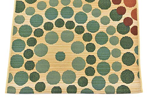 Unique Loom Outdoor Modern Collection Area Rug - Spark (2' x 6' 1" Runner, Beige/ Burgundy)