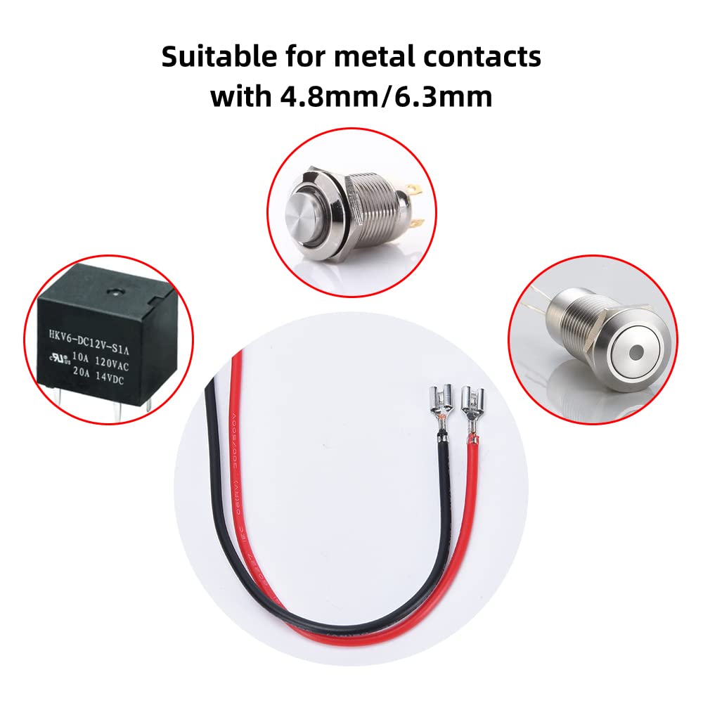 CNAODUN 32Pcs Female Spade Connector 4.8mm and 6.3mm Crimp Terminal with Insulating Sleeve and Wire Female Spade Quick Splice Assortment Kit