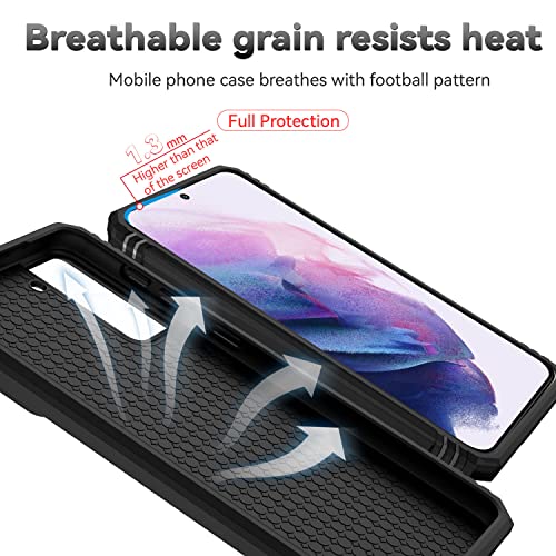 for Samsung Galaxy S21 Case with Camera Lens Cover HD Screen Protector, Dual Layer Military-Grade Drop Tested Magnetic Ring Holder Kickstand Protective Phone Case for Samsung Galaxy S21 5G (Black)
