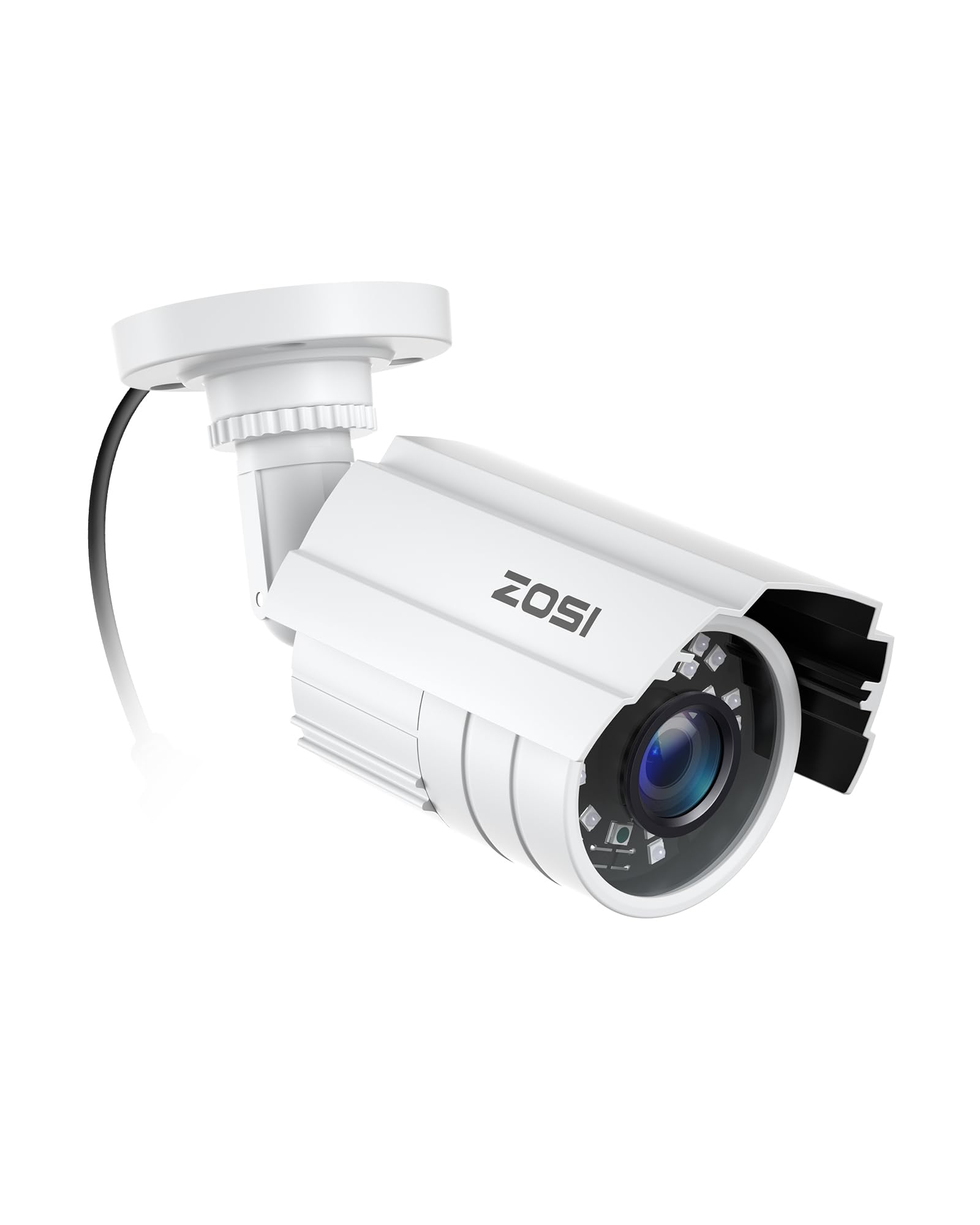 ZOSI 1080P 2.0MP HD 1920TVL Hybrid 4-in-1 TVI/CVI/AHD/960H CVBS CCTV Security Camera Indoor Outdoor, 80ft Night Vision,Aluminum Metal Cam, For 960H,720P,1080P,5MP,4K analog Surveillance DVR (White)