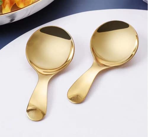 PHAETON 8PCS Golden Stainless Steel Short Handle Spoons Soup Spoons Condiments Spoon Dessert Spoon Tea Coffee Spoons
