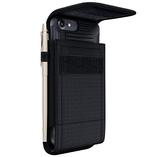 PiTau Holster for iPhone SE, iPhone 8, 7, 6s, 6 Cell Phone Belt Holder Case with Belt Clip, Belt Loop Carrying Pouch Cover (Fits iPhone SE, 8 7 with Otterbox, Battery Case on) Black Medium Size