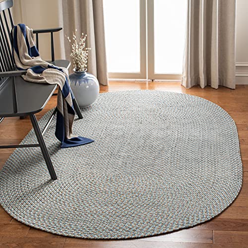 SAFAVIEH Braided Collection 3' x 5' Oval Multi BRD170A Handmade Country Cottage Reversible Cotton Area Rug