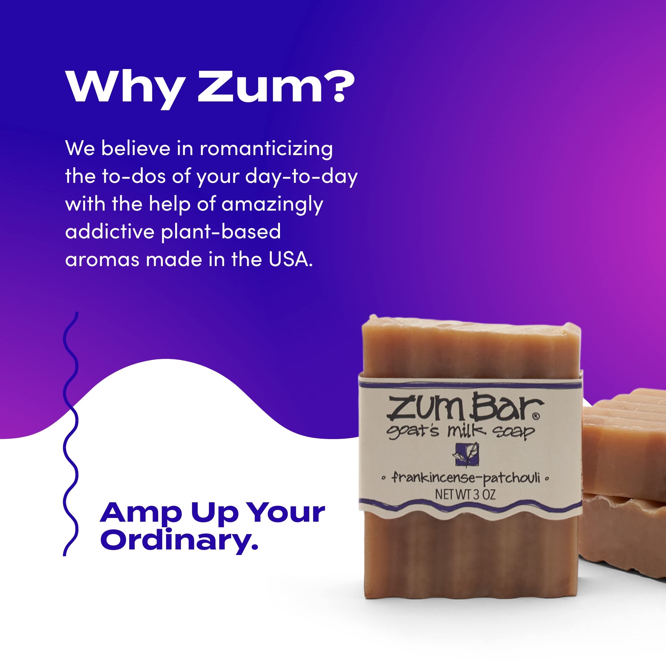 Zum Bar Goat's Milk Soap - Earth and Sea Blends - Frankincense and Myrrh, Sea Salt, Patchouli-Orange, Cedar - 3 oz (4 Pack)