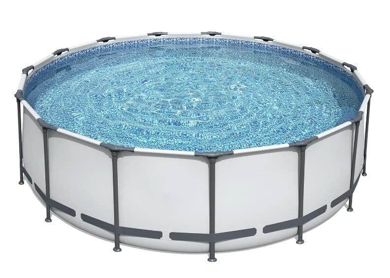 Bestway 56690E Steel Pro Max 15Ft x 15Ft x 48In Round Metal Frame above Ground Swimming Pool Set with 1000 GPH Pump, Ladder, Cover, and Solution Blend