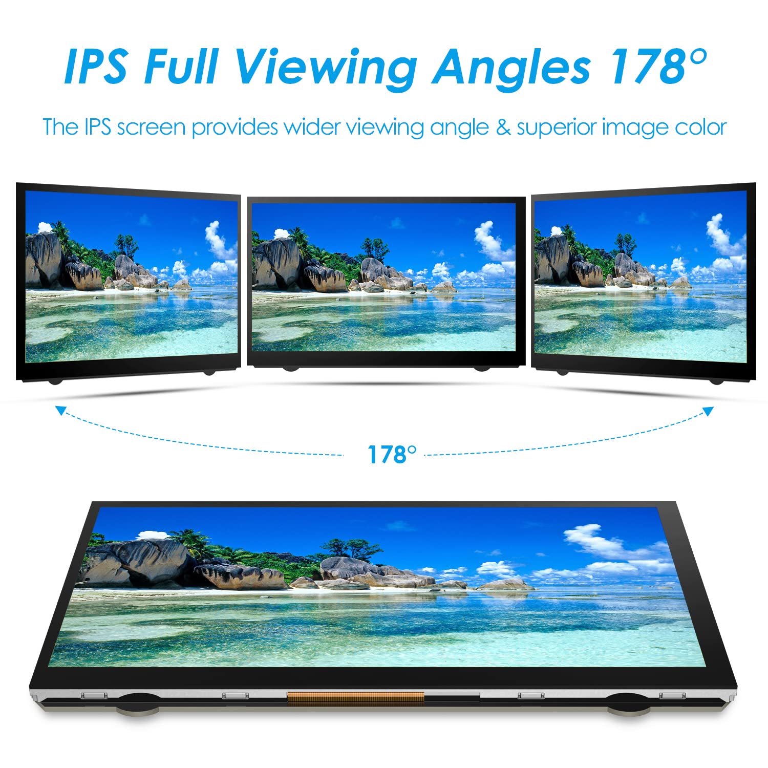 HMTECH 7 Inch Raspberry Pi Screen 800x480 HDMI Portable Monitor IPS LCD Screen Display for Raspberry Pi 4/3/2/Zero/B/B+ Win11/10/8/7 (Non-Touch)