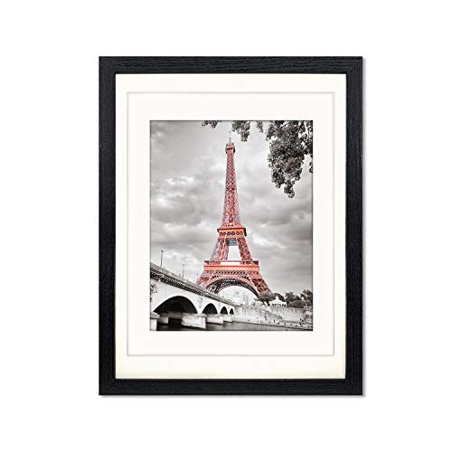 Luxdart 12x16 frames with Mat to Display 11x14 Picture or 8.5x11 photo 12 x 16 Black Solid Wood Picture Frame Wall Art for Living Room Wall Mount and tabletop Decor(2 Mats)