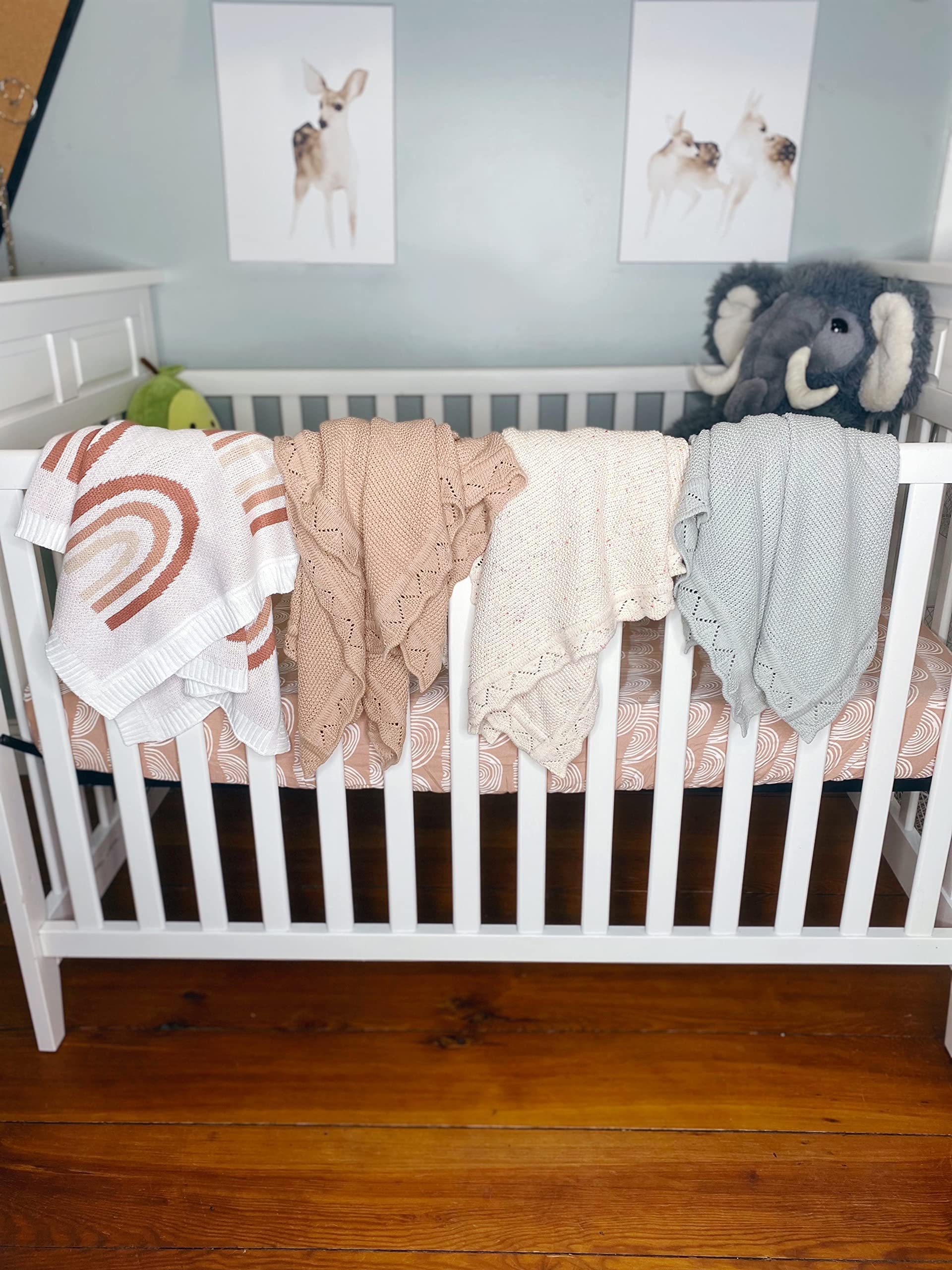 COCOAbi Baby Blanket in Retro Rainbow | 100% Cotton Knit | Naturally Soft for Babies | Boho Colors & Pattern | Gentle Cotton Blanket | Eco-Friendly Material | Beautiful Baby Gift | 32” x 38”