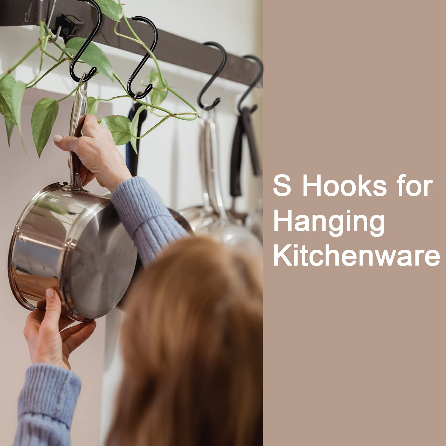 HiGift 6 Inch Large S Hooks for Hanging Heavy Duty, Non Slip Vinyl Coated S Hook for Closet, Steel Metal Black Rubber Coated S Hooks for Hanging Plant Jeans Pot Pan Clothes Purse Towel Bags- 4 Pack