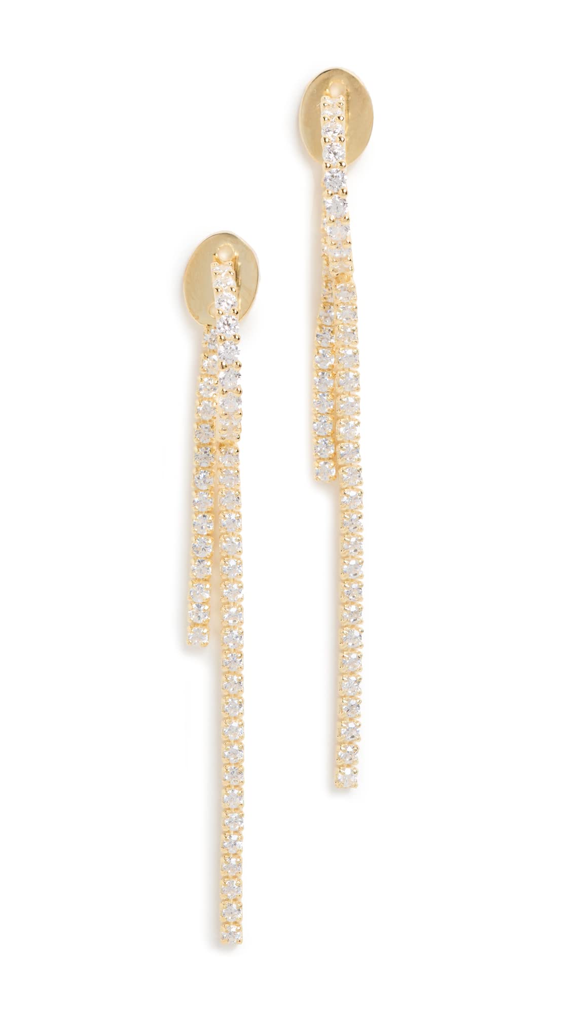 By Adina Eden Women's Thin Tennis Front Back Drop Stud Earrings, Gold, One Size
