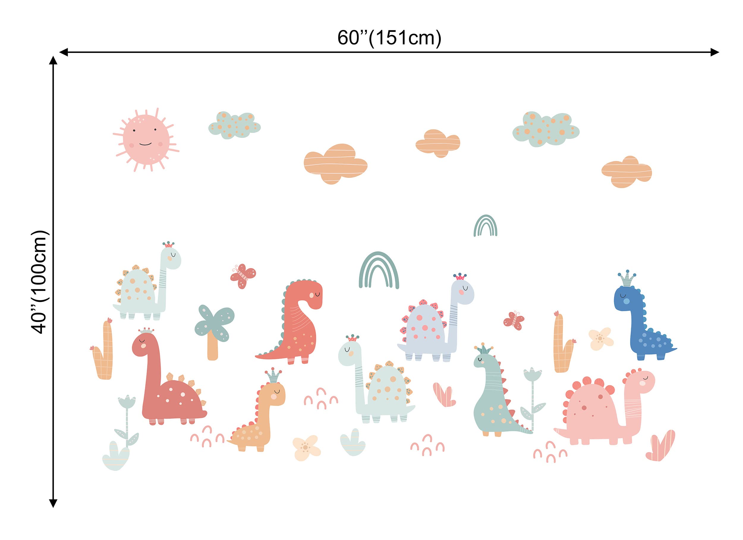 COCODECO Dinosaur Wall Stickers for Kids Jurassic Journey Wall Decals Nursery Peel and Stick Removable
