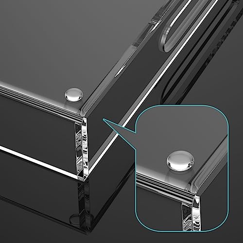 HIIMIEI Acrylic Tray, 16x20 Inches Clear Tray, Acrylic Serving Tray with Handles for Ottoman, Coffee, Appetizer, Breakfast, Bathroom (Clear)