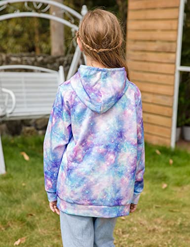 BFUSTYLE Girls Galaxy Hoodie 3D Pullover Hoodies Kids Long Sleeve Cool Blue Sweatshirt Size 7-8
