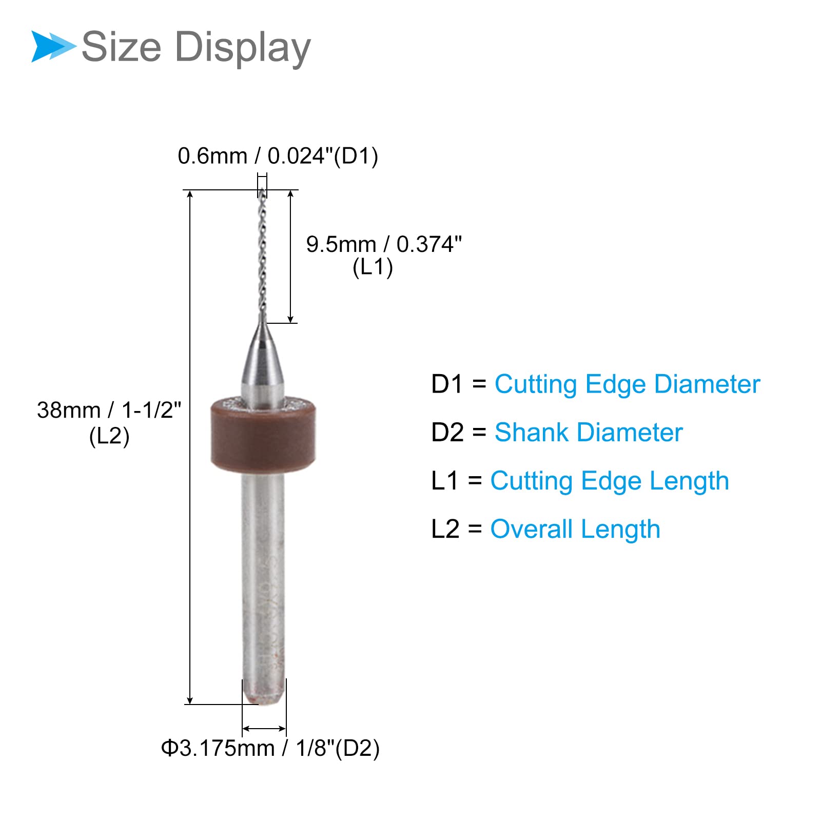 CoCud Micro PCB Drill Bits, 1/8" Shank 1.3mm Cutting Edge, Tungsten Carbide Print Circuit Board Drill Bit - (Applications: for CNC Drilling Engraving Machine), 10-Pieces