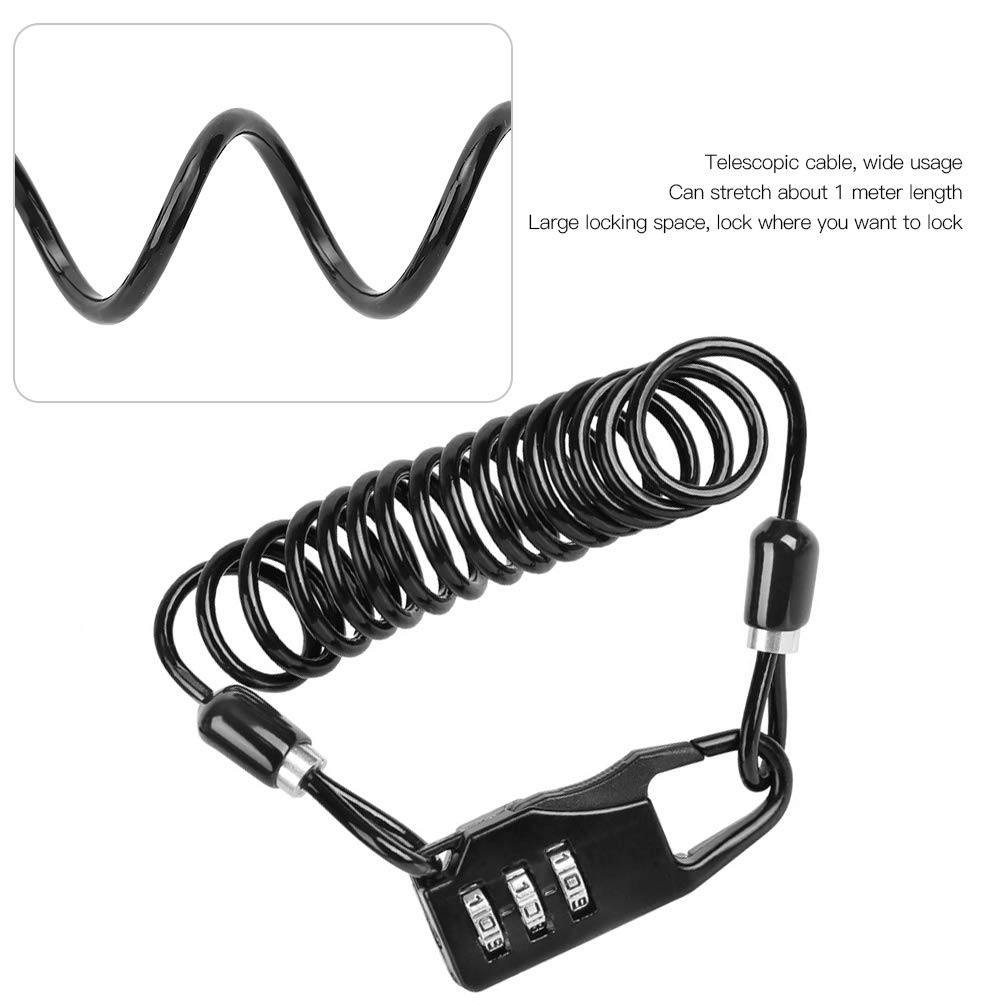 Beaswhca Mountain Bike Helmet Portable Motorcycle Mountain Bike Steel Cable Three Digit Combination Lock Security Anti-Theft