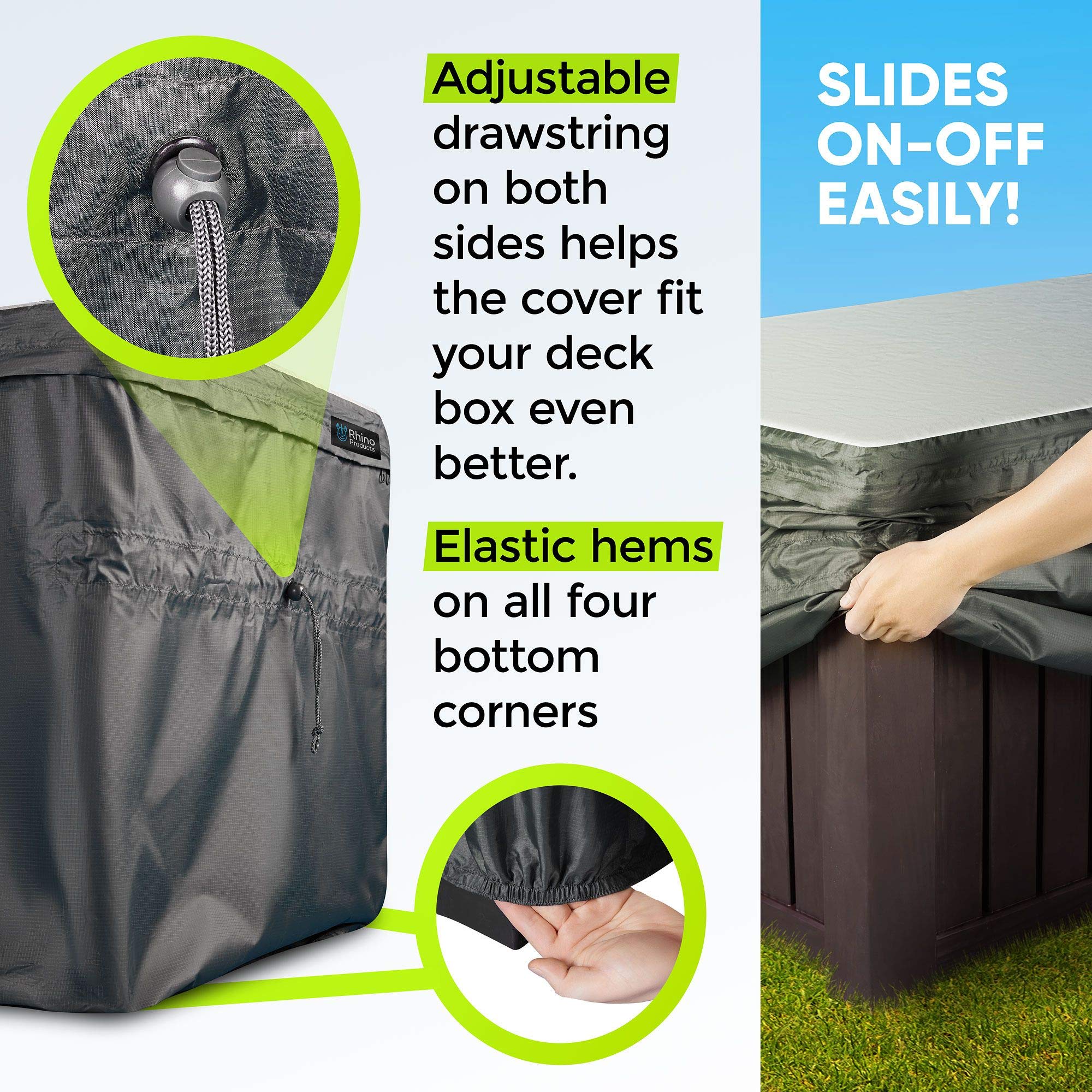 Bag Mate Deck Box Cover, Waterproof Quick Open Cover Top with Zipper (62" x 30" x 28")
