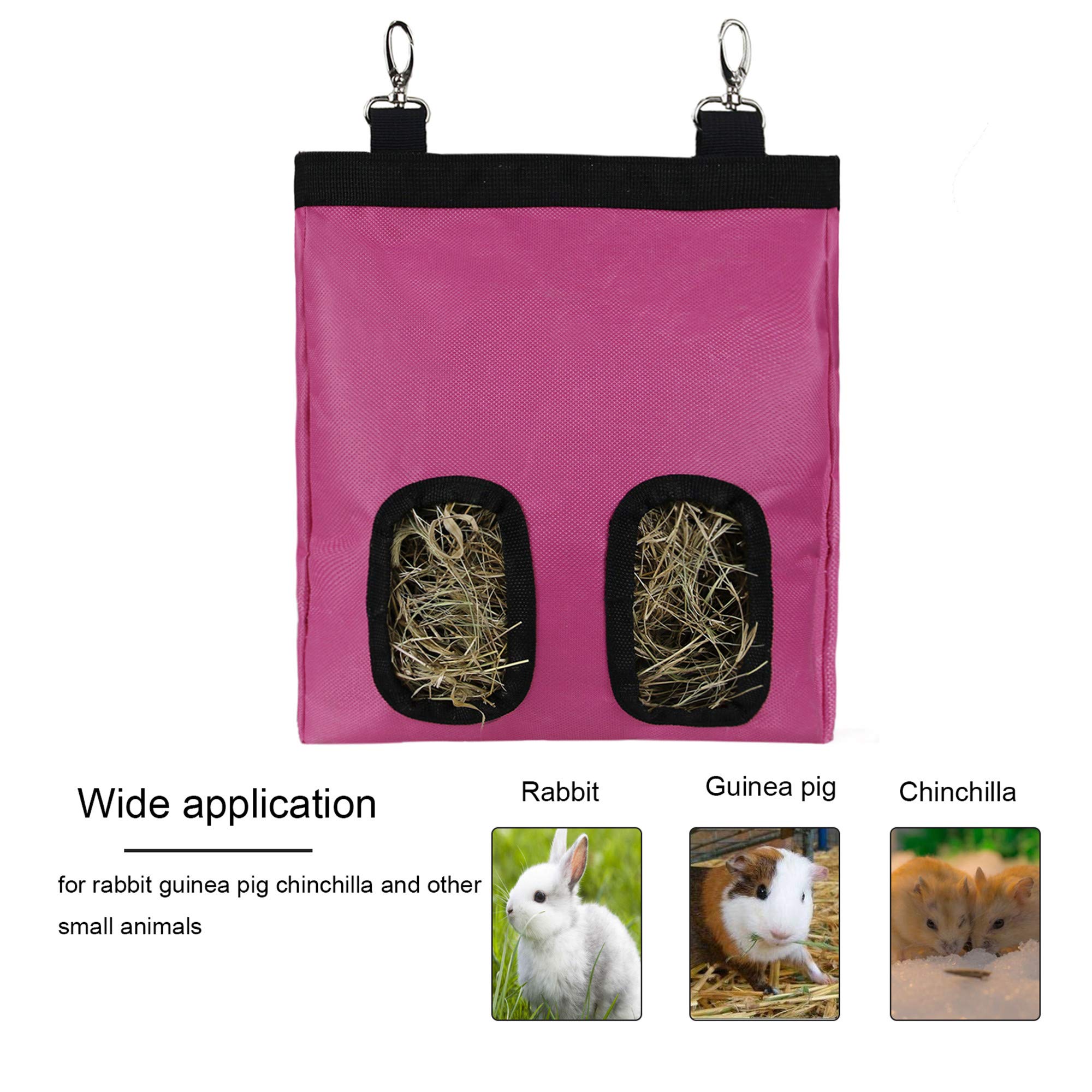 GeerDuo Rabbit Hay Feeder Bag, Guinea Pig Hay Feeder Storage, Hanging Feeding Hay for Small Animals Larege Size 600D Oxford Cloth Fabric(M,Green)