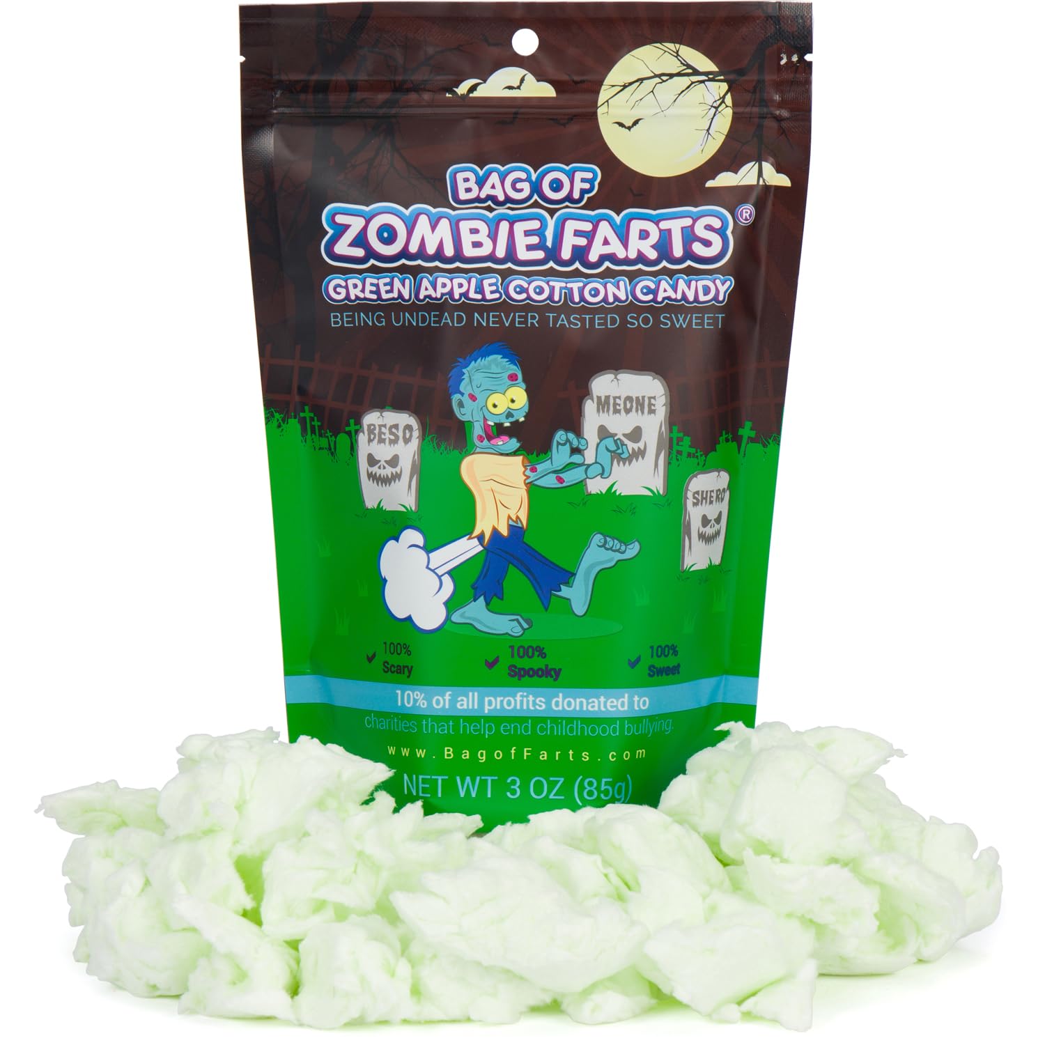 Bag Of Zombie Farts Cotton Candy Funny Novelty Gift for Unique Birthday Gag Gift for Friends, Mom, Dad, Girl, Boy Grandson Funny Christmas Stocking Stuffer, 3 ounces / 1 pack