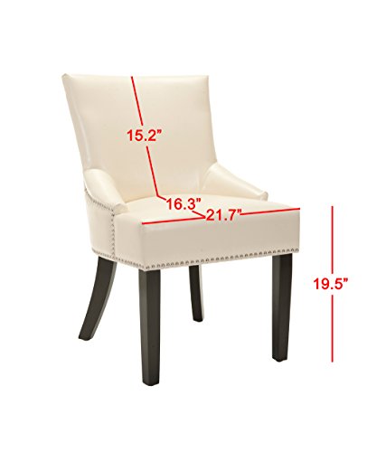 Safavieh Mercer Collection Christine Cream Leather Nailhead Dining Chair, Set of 2