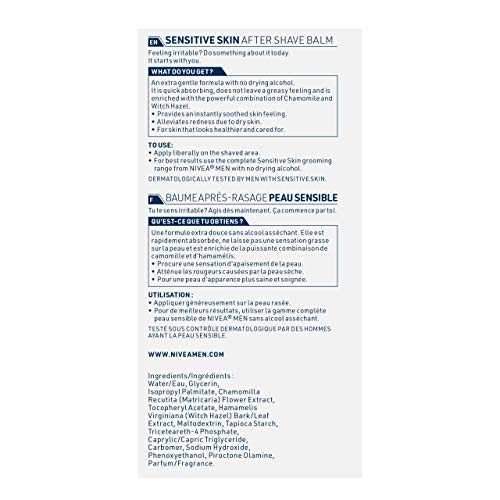 NIVEA FOR MEN Sensitive Post Shave Balm 3.30 oz (Pack of 4)
