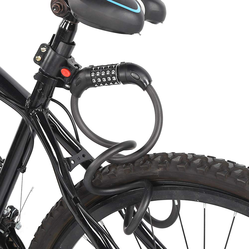 Beaswhca 1.5m Steel Alloy Heat-Treated Portable Anti-Theft bar Lock Disc Brake Lock Mountain Bike Lock 5-Digit Combination Code