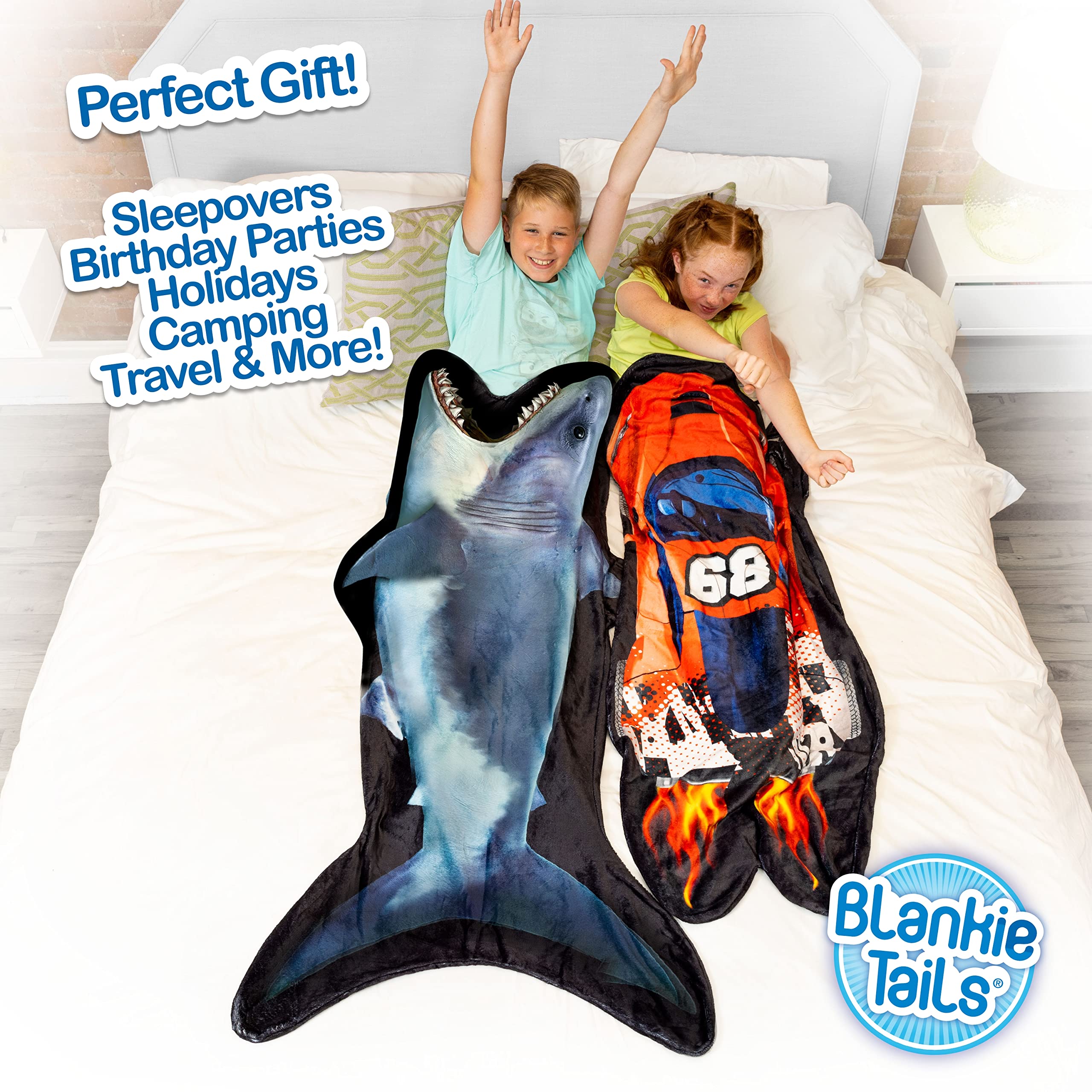 Blankie Tails - Photo Realistic Race Car Blanket - Machine Washable Wearable Car Sleeping Bag Blanket Bedding - Great for Gifts, Sleepovers Girls and Boys Pajamas or Daily Use of Kids and Toddlers