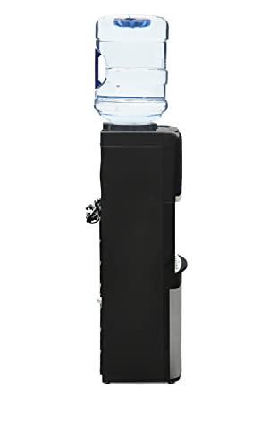 Primo Top-Loading Water Dispenser - 3 Temp (Hot-Cool-Cold) Water Cooler Water Dispenser for 5 Gallon Bottle w/Child-Resistant Safety Feature, Black and Stainless Steel, 3 Spout