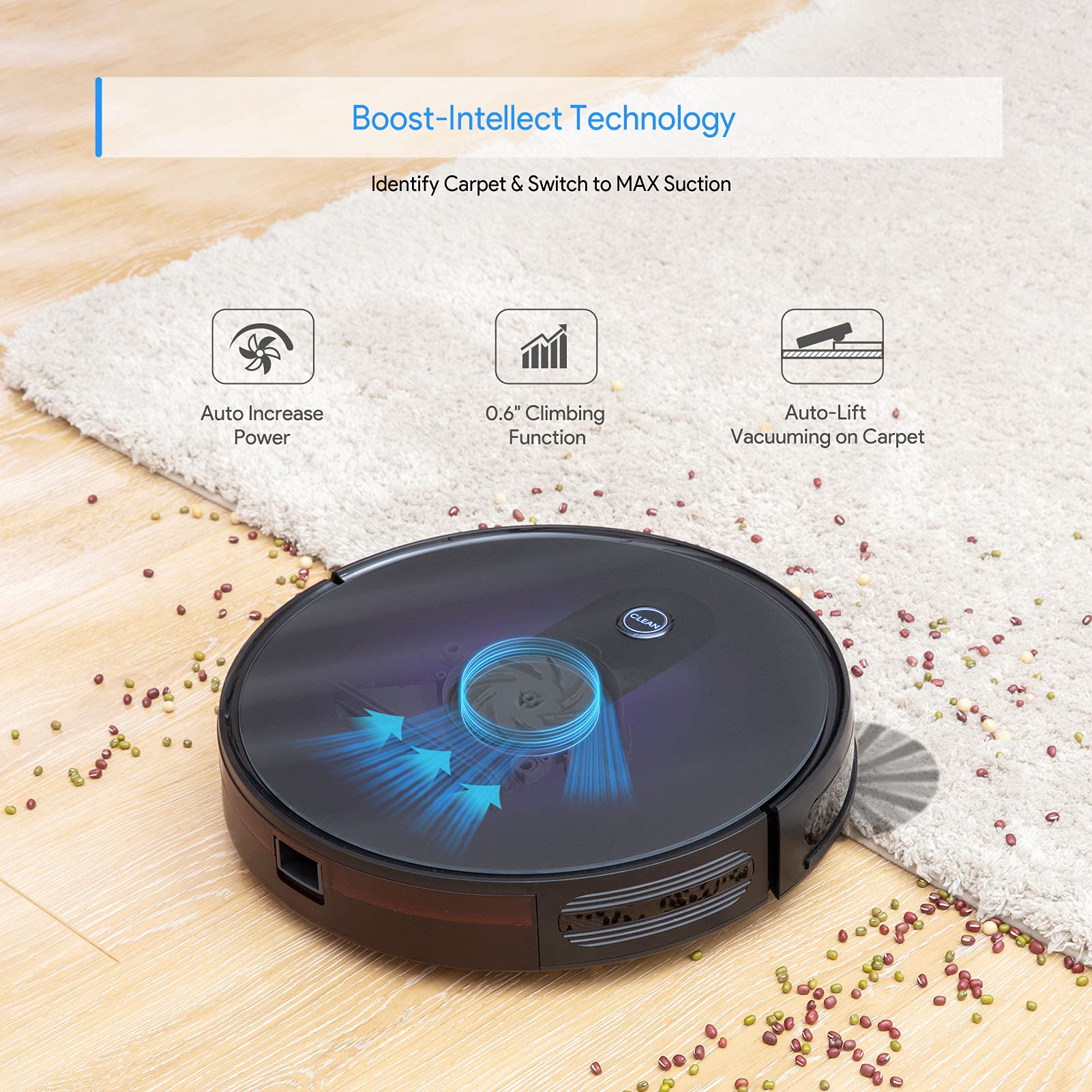 Bagotte Robot Vacuum, Upgraded 2000Pa Strong Suction Robotic Vacuum(Slim), Boost Intellect, Super Quiet, Smart Self-Charging Robot Vacuum Cleaners with Boundary Strips, for Pet Hair,Hard Floor,Carpet