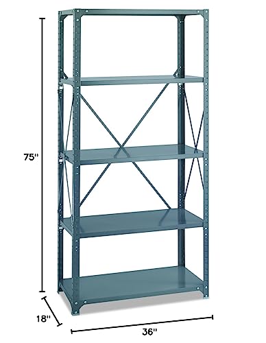 Safco Products 6266 Commercial Shelf Kit 36" W x 18" D x 72" H with 5 Shelves, Gray