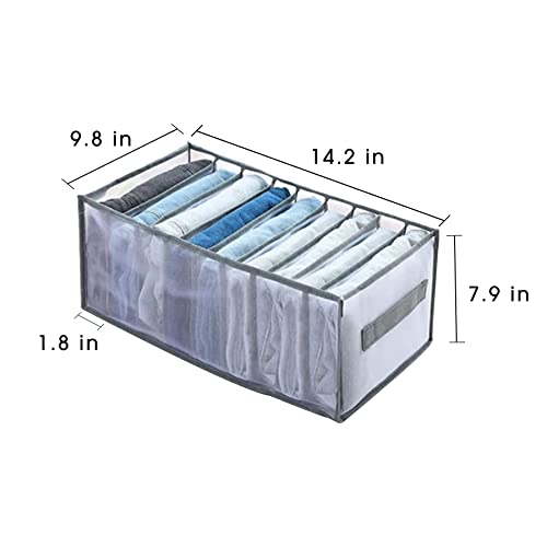 Large Capacity Clothes Organizer, 9Compartment Jeans Drawer Organizer - 2 Pack for Folding Clothes Wardrobe Drawer Storage Box Clothes Organizer for Shirts Pants