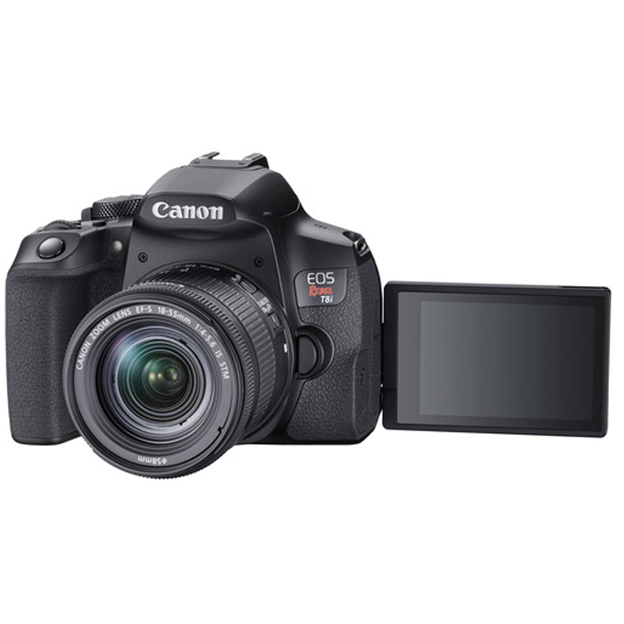 Canon EOS Rebel T8i DSLR Camera w/EF-S 18-55mm F/4-5.6 is STM Lens + 2X 64GB Memory + Case + Filters + Tripod + More (35pc Bundle)