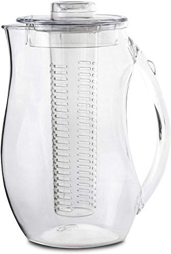Large Fruit Infuser Water Pitcher (2.9 Quart / 93 Oz) β Shatterproof Acrylic Infusion Jug for Iced Tea, Juice, Beverages, Water, Lemon, Fruit & Herbs β BPA Free